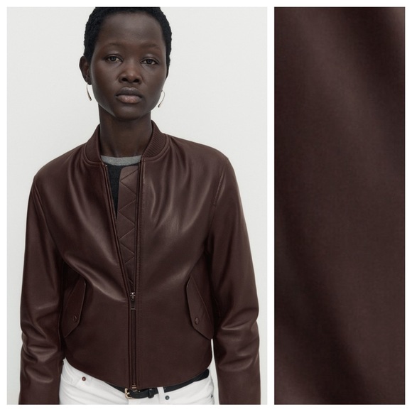 Massimo Dutti | Jackets & Coats | Nwt Massimo Dutti Brown Leather Bomber Jacket Size Xs S | Poshmark